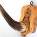 Vintage Handmade Natural Ox Horn Ornament Decoration Wooden Shield Wall ...