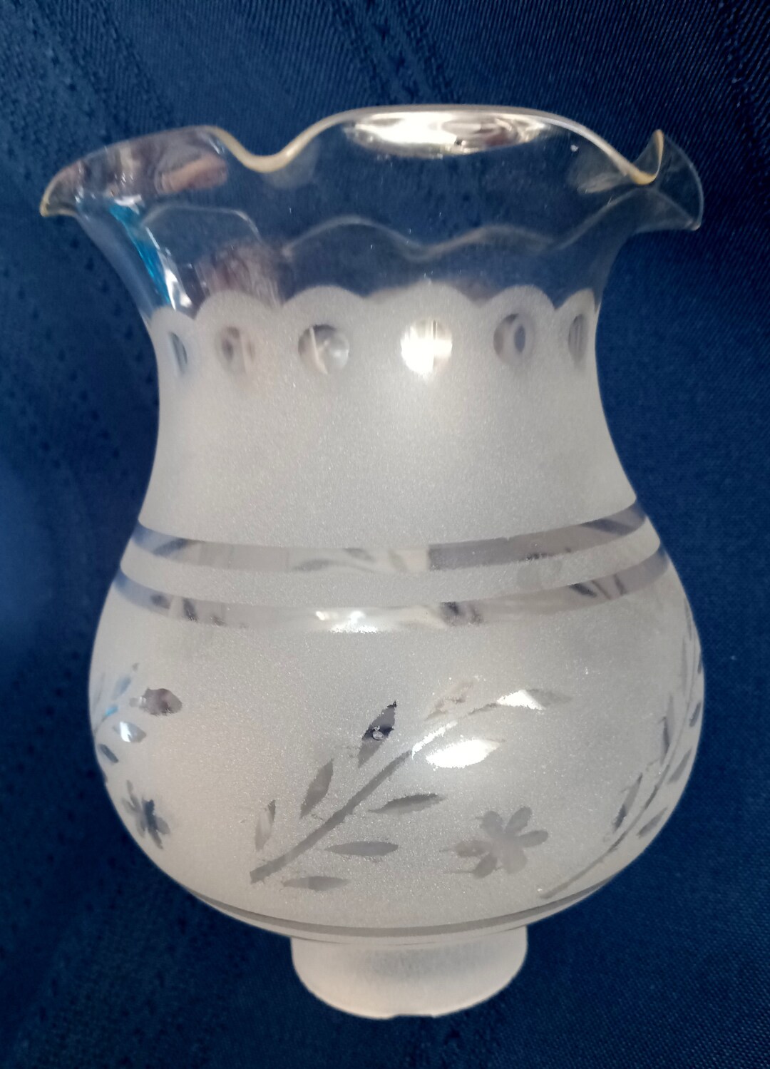 Replacement Shade Colonial Style Floral Etched Frosted Glass Bell Shape ...