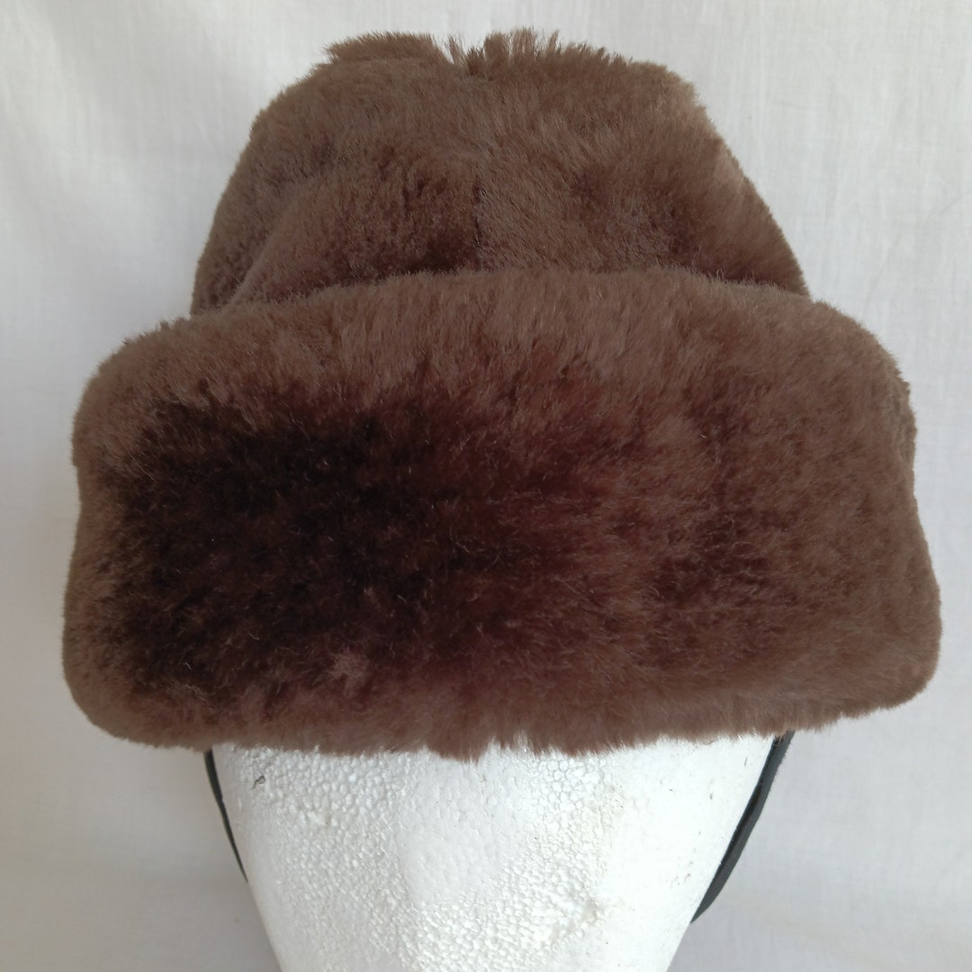 Vintage Cossack Brown Faux Fur Winter Hat for Men Heavy Padded Very ...