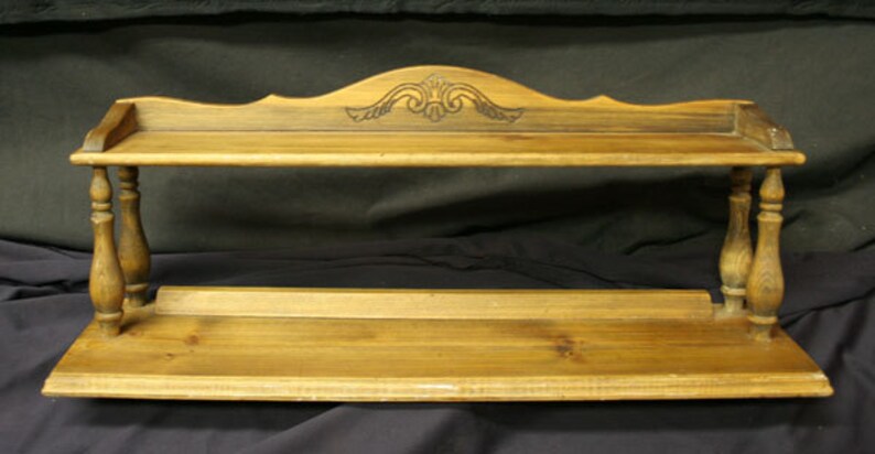 Adorable Vintage Wooden Two Tiered Shelf Spice Rack Wall Unit | Etsy