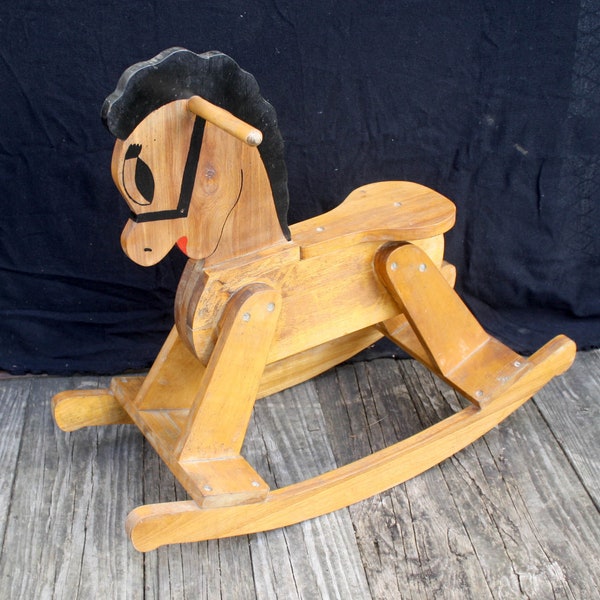 Antique Wooden Rocking Horse - Etsy