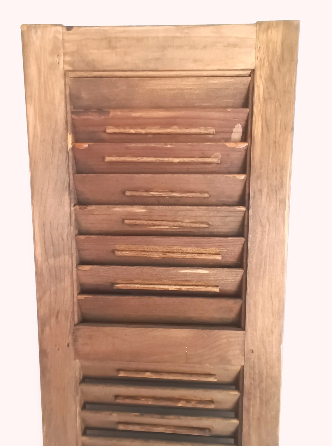 Vintage Louver Panel SOLID Wood Interior Cabinet Cupboard Pantry Wooden ...