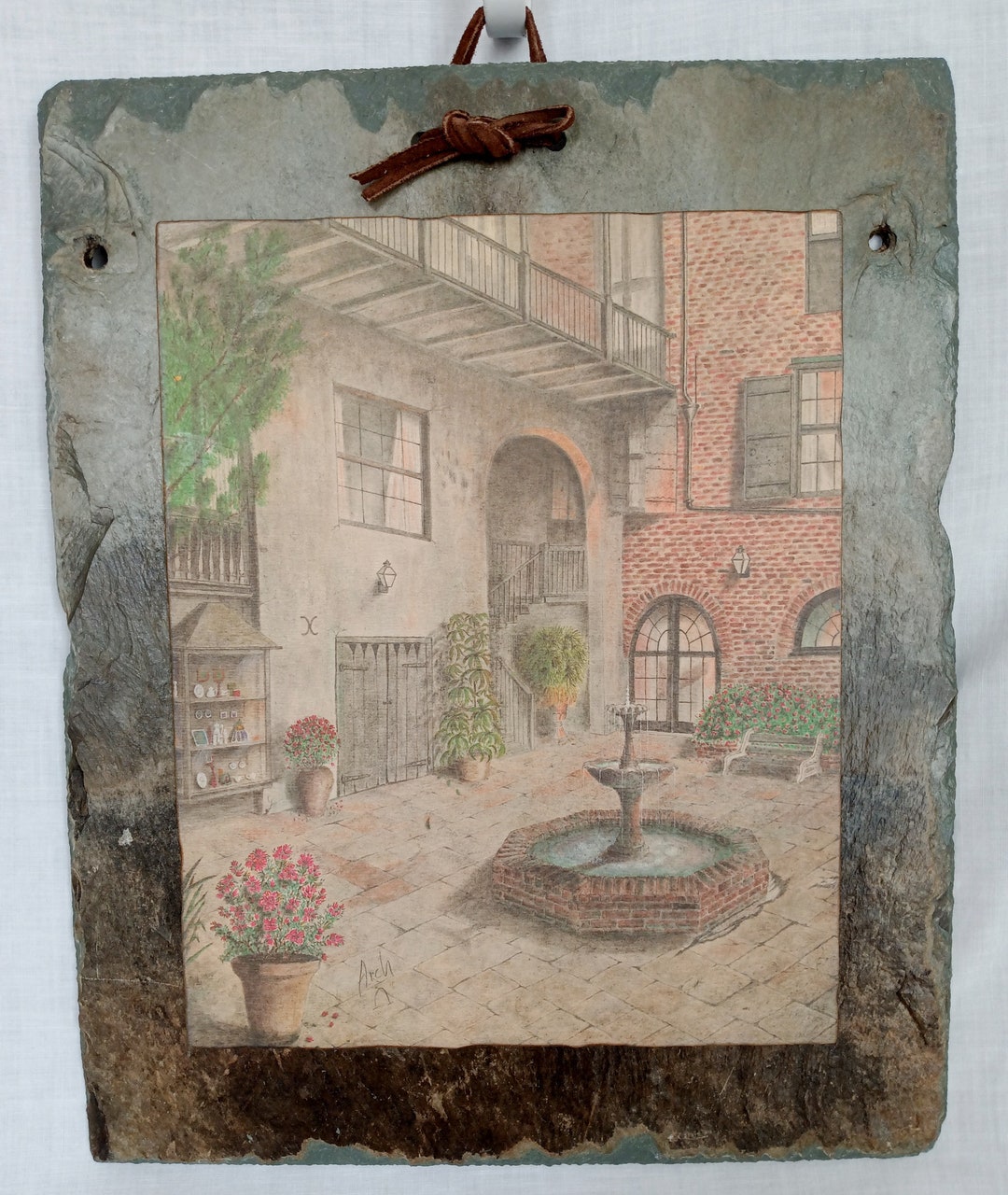Antique Handcrafted Roofing Slate Vintage Lithograph Print Archie Boyd ...