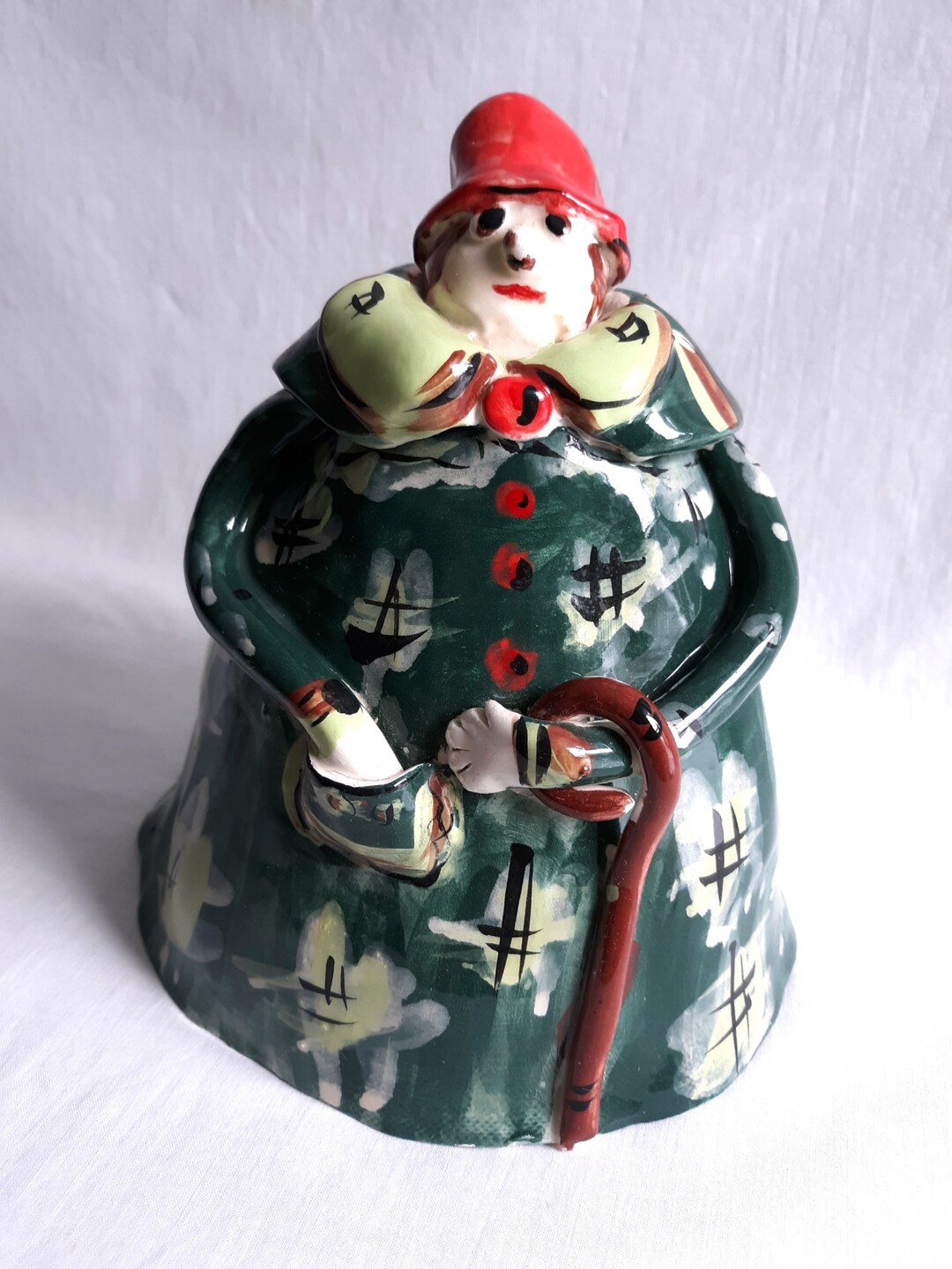 Unique Old Woman Grandma Glazed Ceramic Figurine HDM Colorful Hand ...