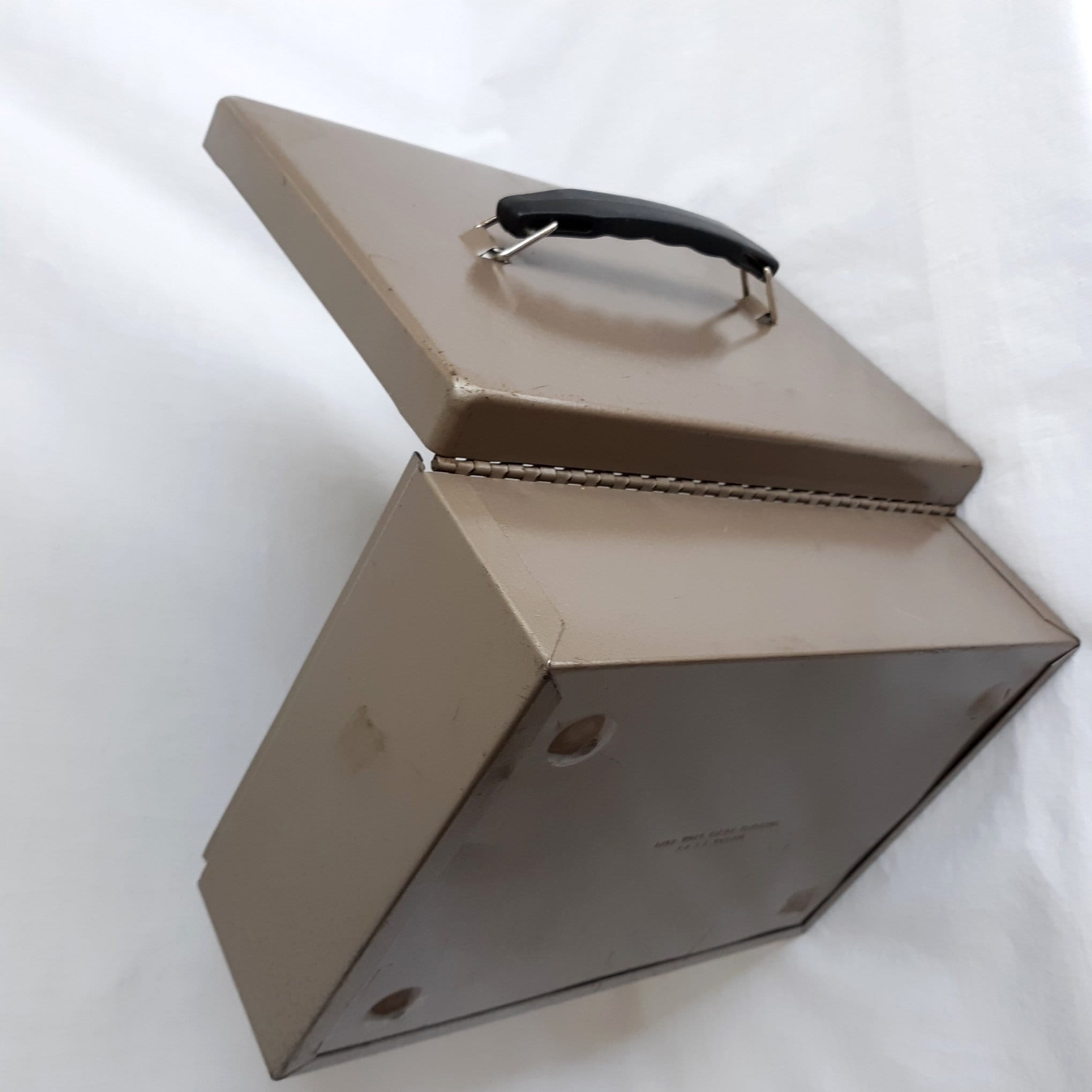 Vintage Tan Metal Toolbox Tackle Box Industrial Rectangle | Etsy