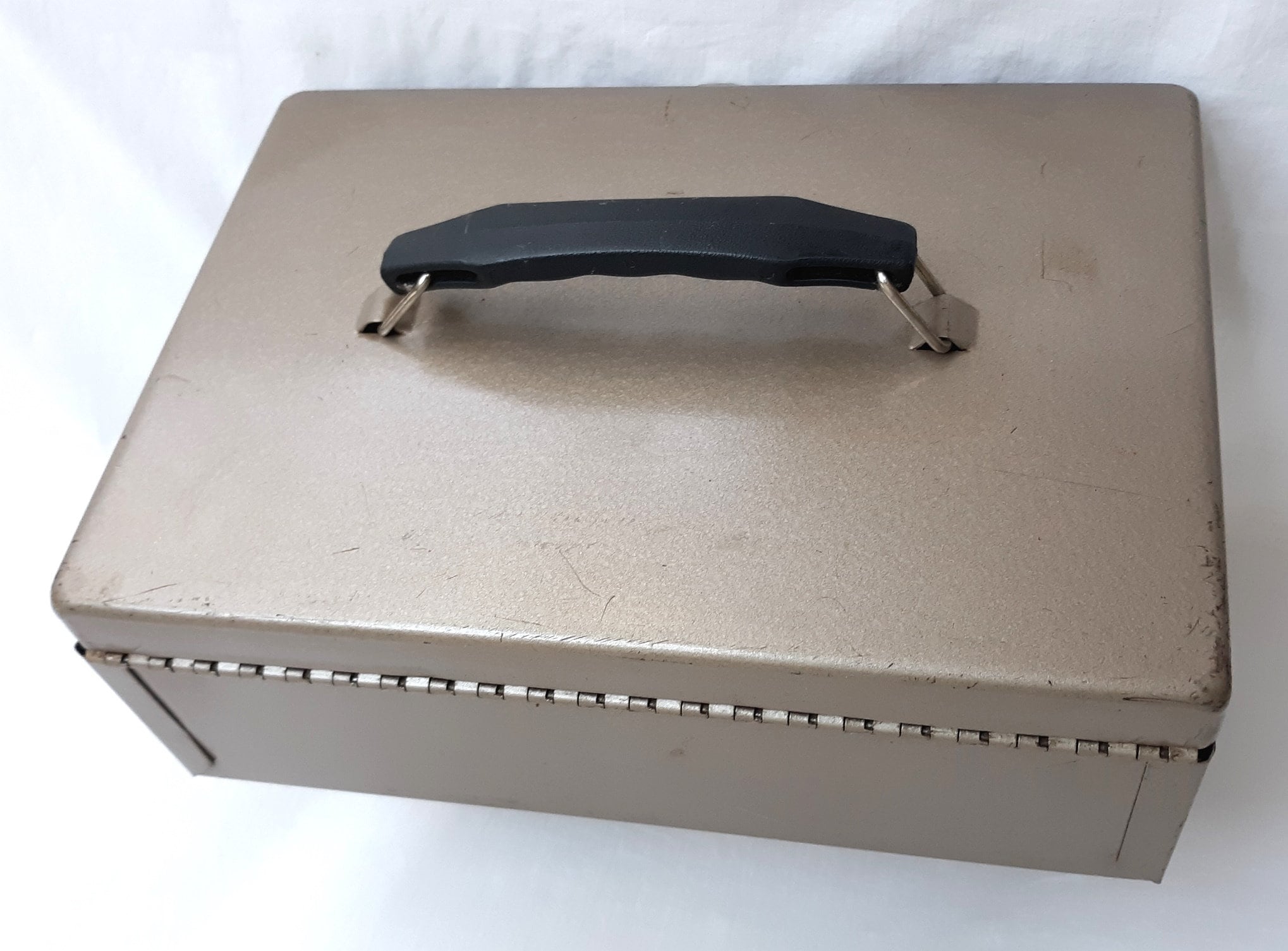 Vintage Tan Metal Toolbox Tackle Box Industrial Rectangle | Etsy