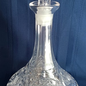 Vintage Crystal Glass Ships Captain Decanter W/stopper Paneled Neck ...