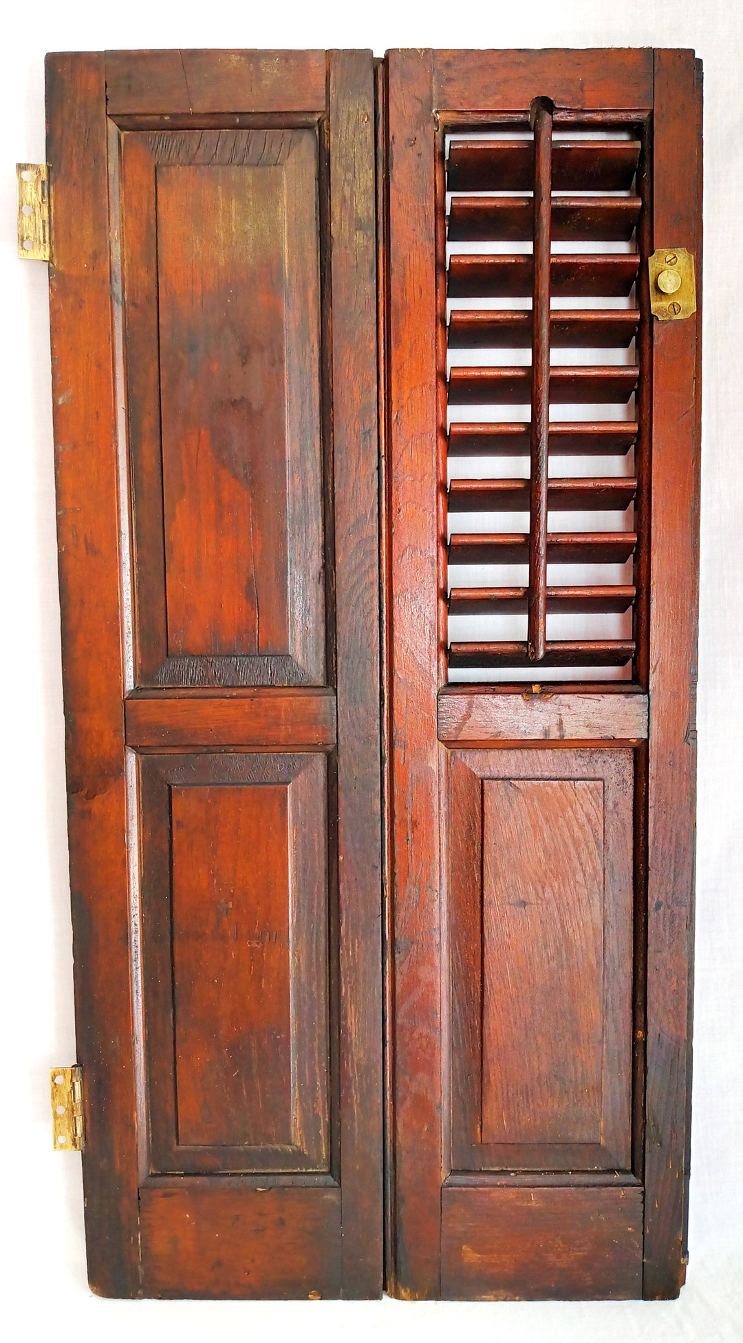 Reclaimed Salvaged Shutter Rare Antique Old SOLID Wood Wooden Interior ...
