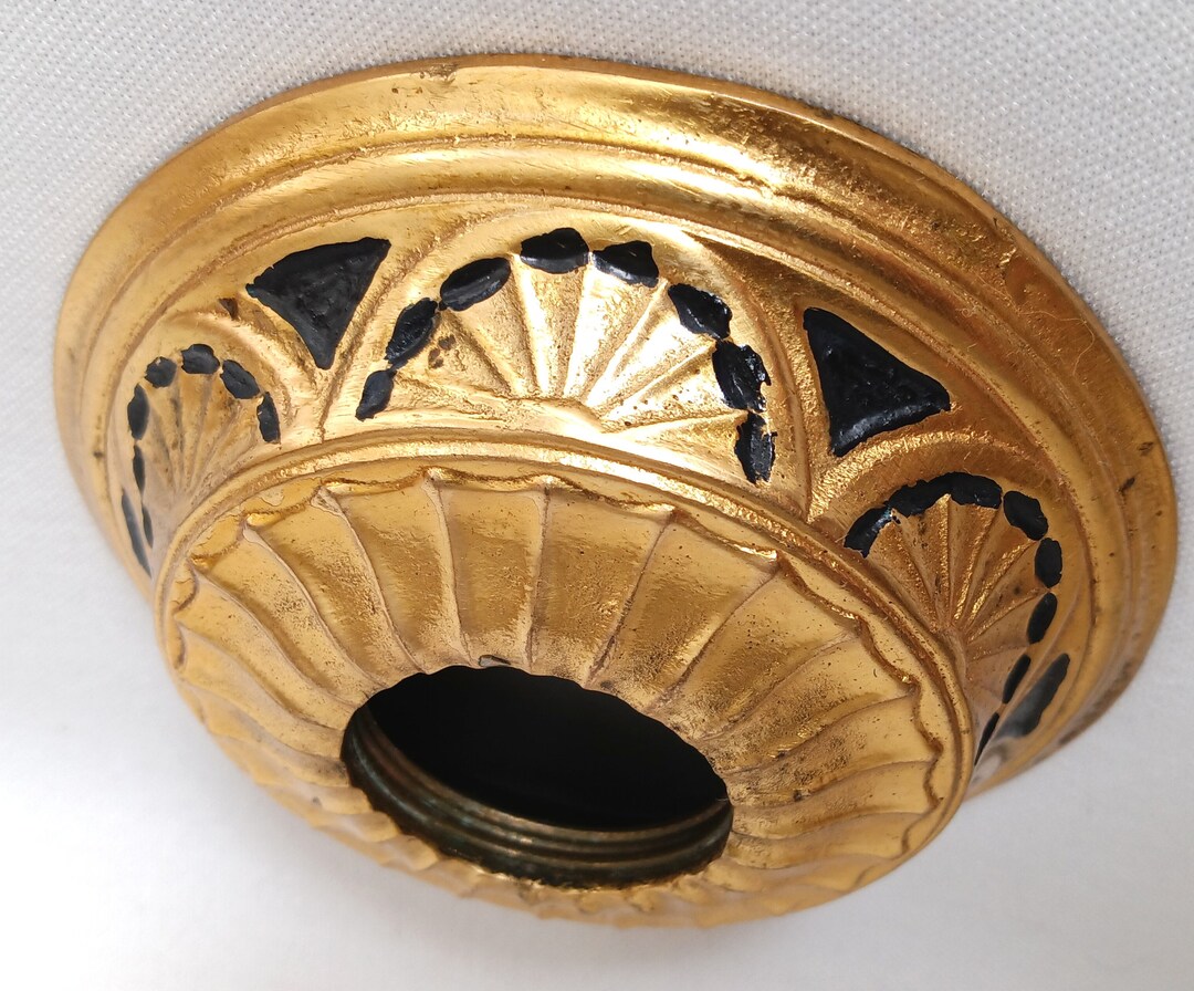 Neo-classical Style Embossed Cast Brass Round Bobeche Ornate Light Bulb ...