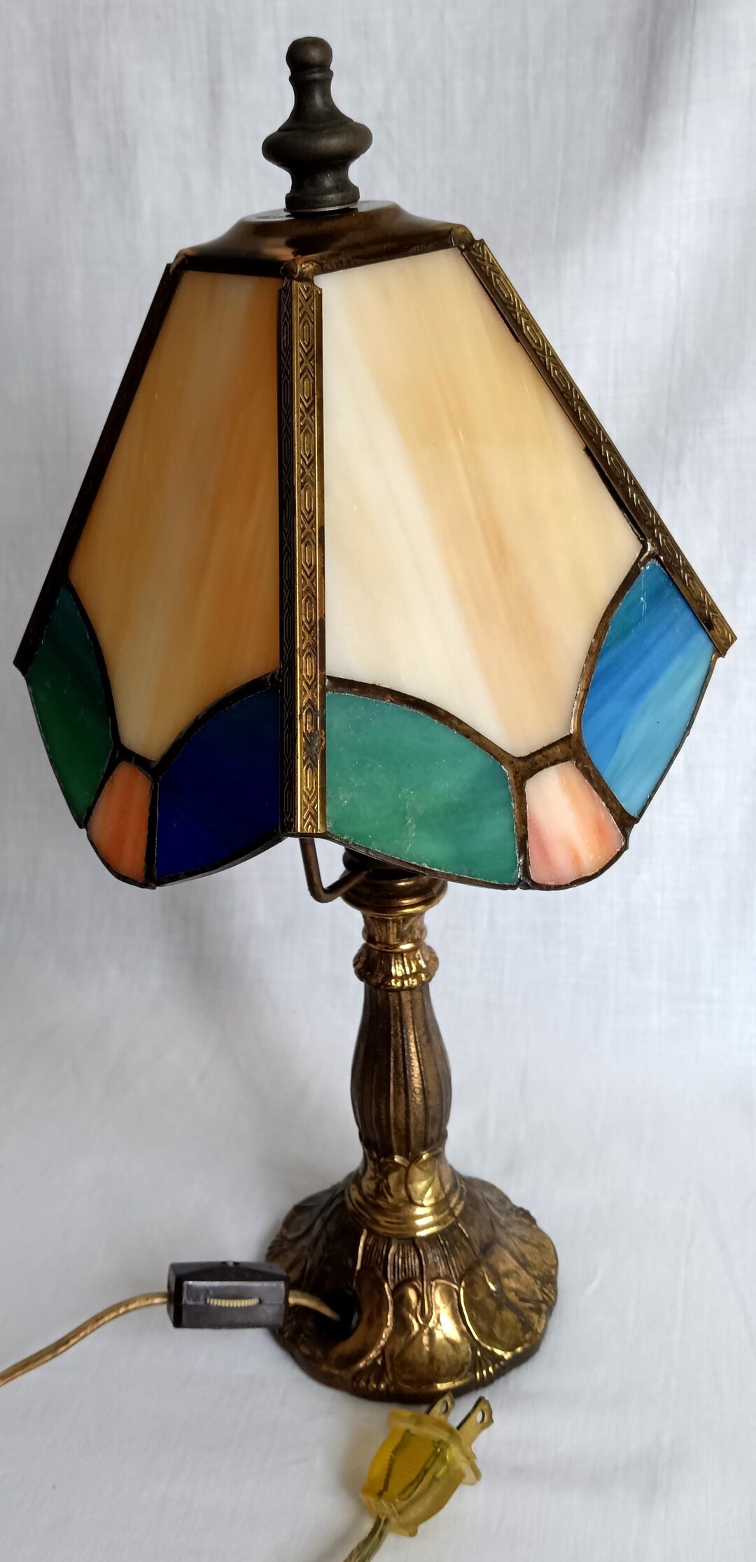 Vintage L&L WMC Tiffa Mini 9884 Lamp-stained Glass Slag Lampshade ...