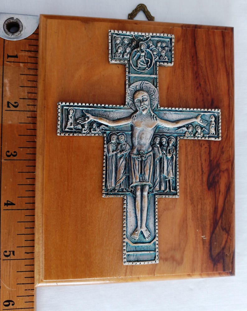 Vintage Small Solid Wood Plaque Sterling Silver Bronze Reproduction San ...