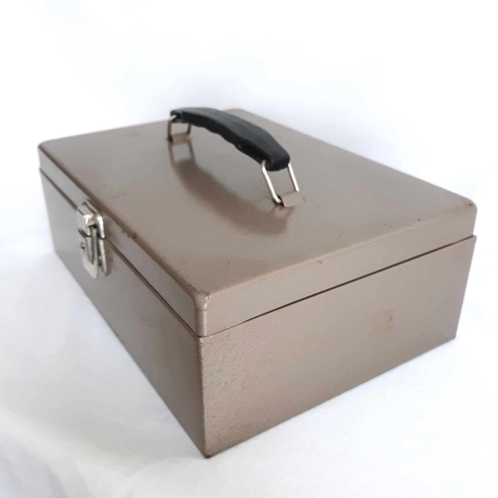 Vintage Tan Metal Toolbox Tackle Box Industrial Rectangle | Etsy