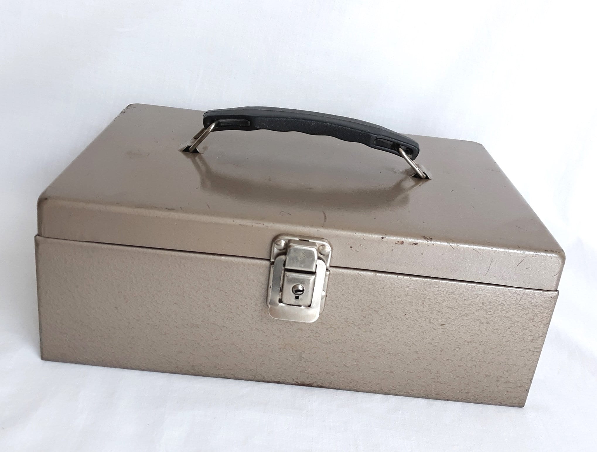 Vintage Tan Metal Toolbox Tackle Box Industrial Rectangle | Etsy