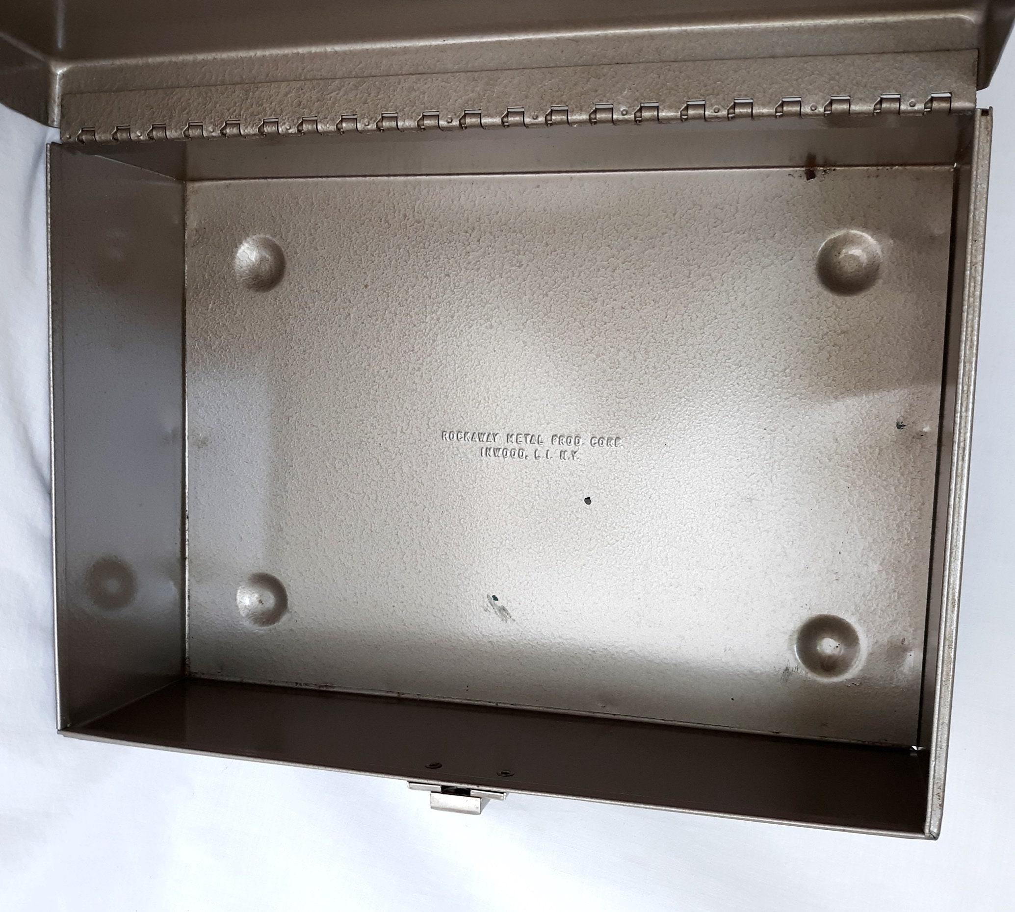 Vintage Tan Metal Toolbox Tackle Box Industrial Rectangle | Etsy