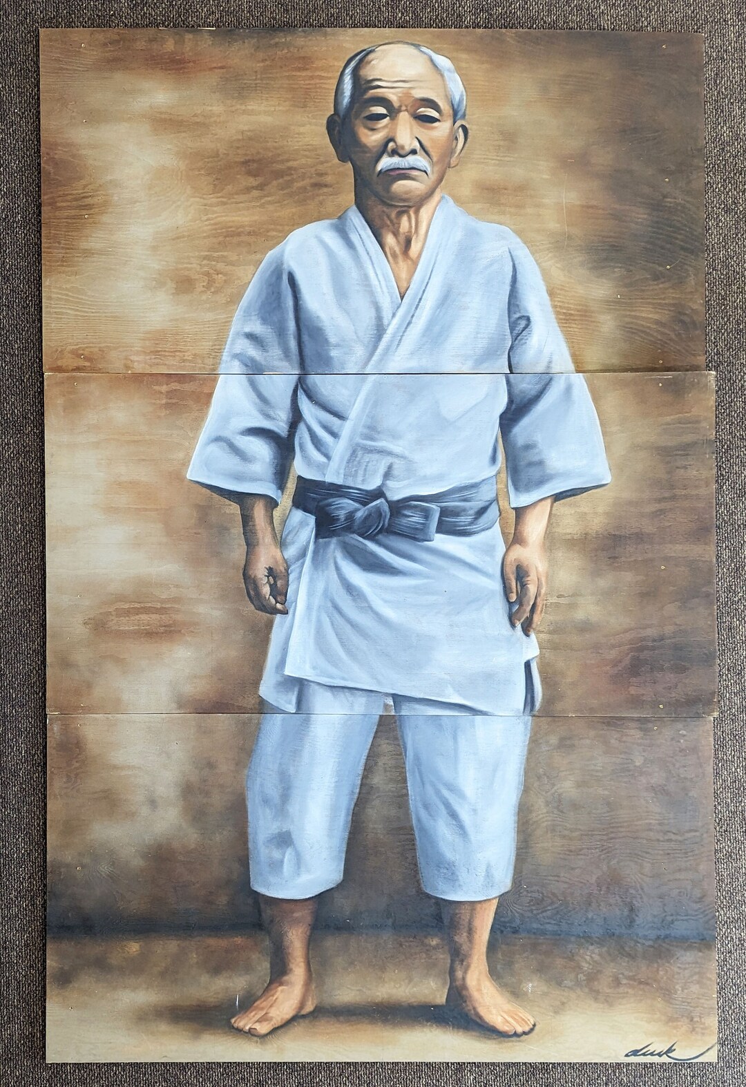 8'x12' Vintage Hand Painted Mural Sensei Jigoro Kano Painting Portrait ...