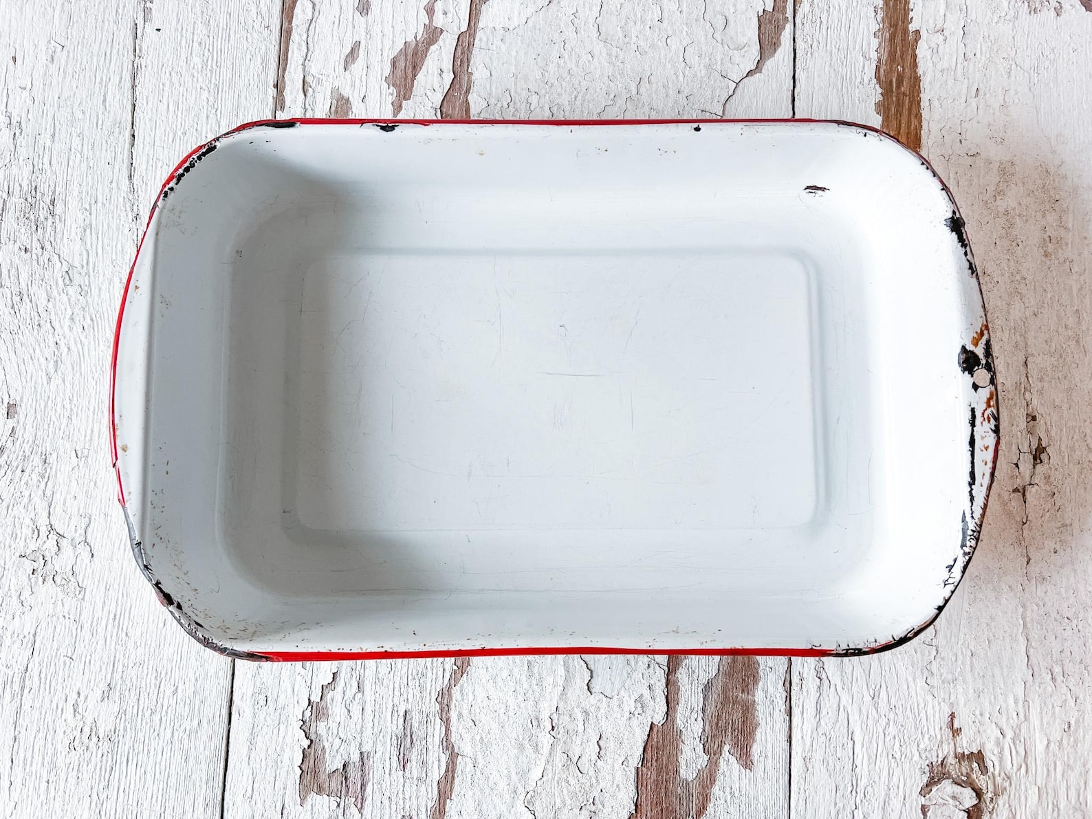 Vintage Enamelware Baking Dish | White With Red Trim | Farmhouse ...