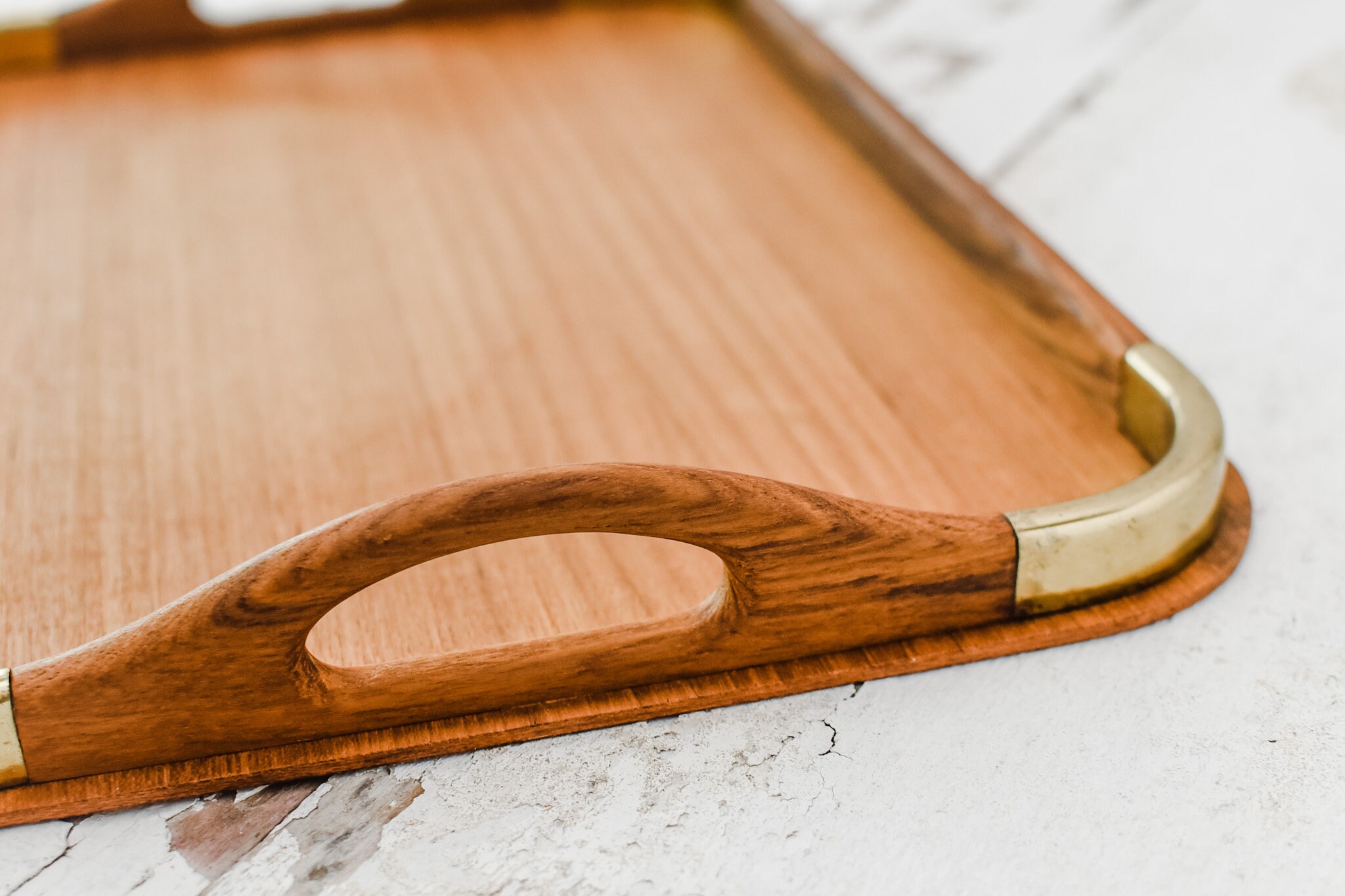 Vintage Antique Teak Wood Wooden Serving Tray With Brass - Etsy