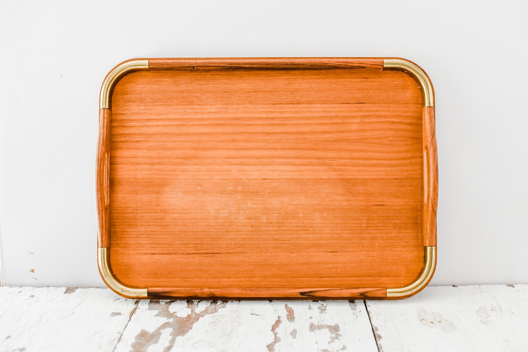 Vintage Antique Teak Wood Wooden Serving Tray With Brass - Etsy