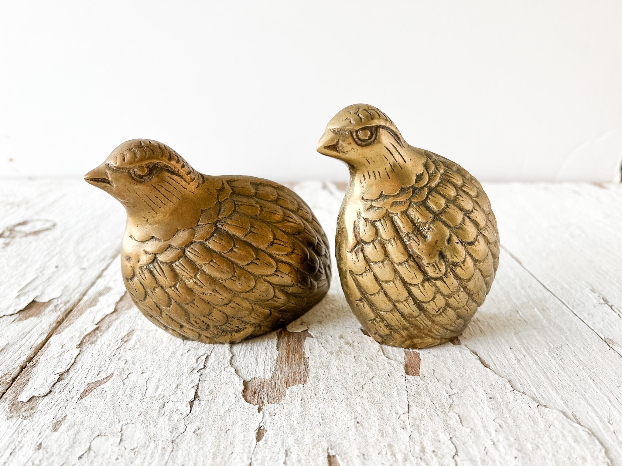 Vintage Brass Quail Set of Two 2 Antique Brass Quail Paper Weights ...