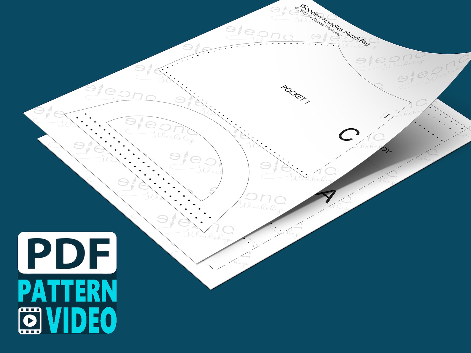 PDF Leather Pattern Wooden Handles Handbag Leather Pattern - Etsy