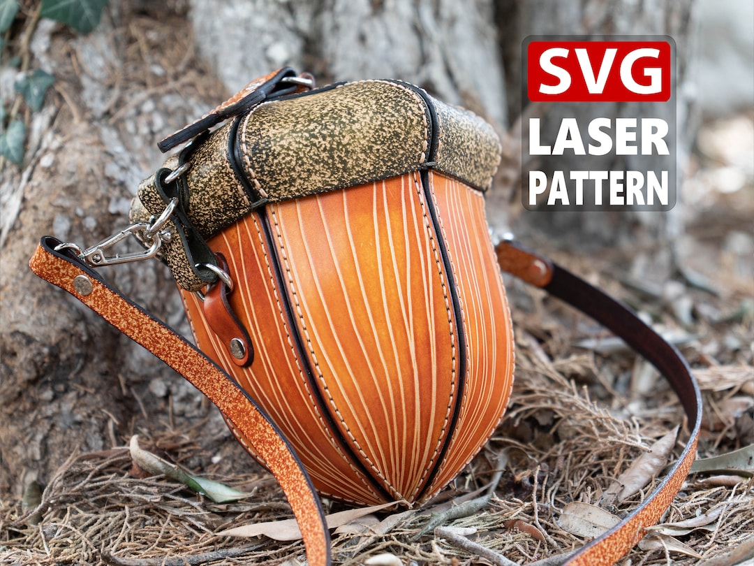 Acorn Leather Bag Pattern for Laser Cutting in 2 Sizes | Christmas Bag ...