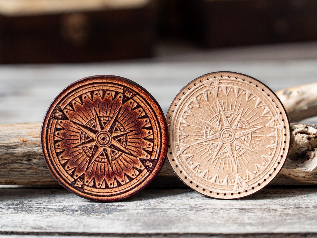 Leather Round Patch Nautical Compass - Etsy