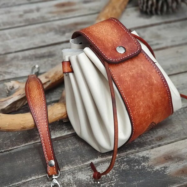 Leather Drawstring Pouch - Etsy