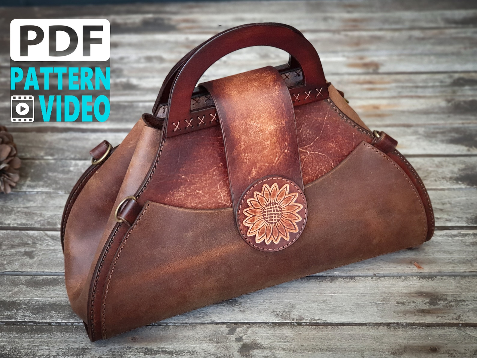 PDF Leather Pattern Wooden Handles Handbag Leather Pattern - Etsy