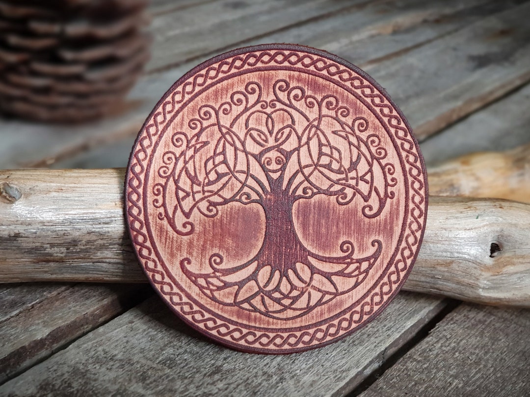 Leather Round Patch Tree Design 9 Cm - Etsy