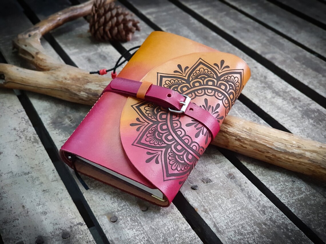 A6 Mandala Notebook Leather Cover PDF Leather Pattern | Etsy