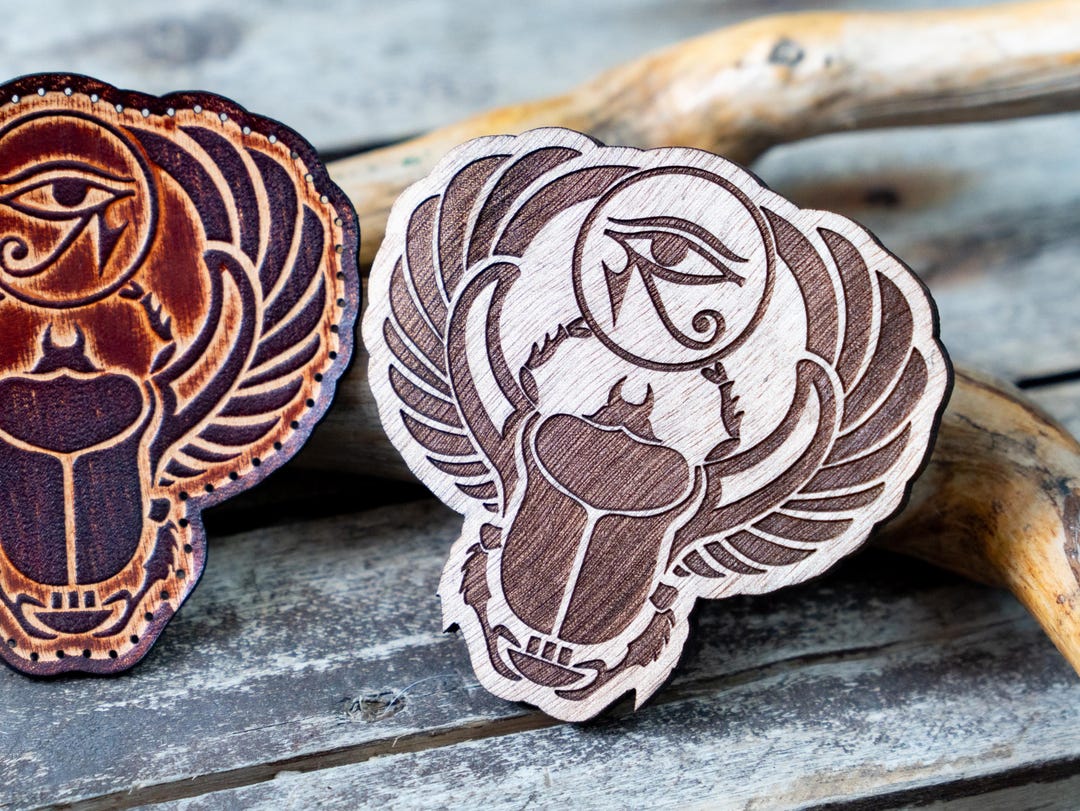 Sacred Scarab Emblem Wooden Stamp for Leather Crafting | 9,9 Cm X 9,4 ...