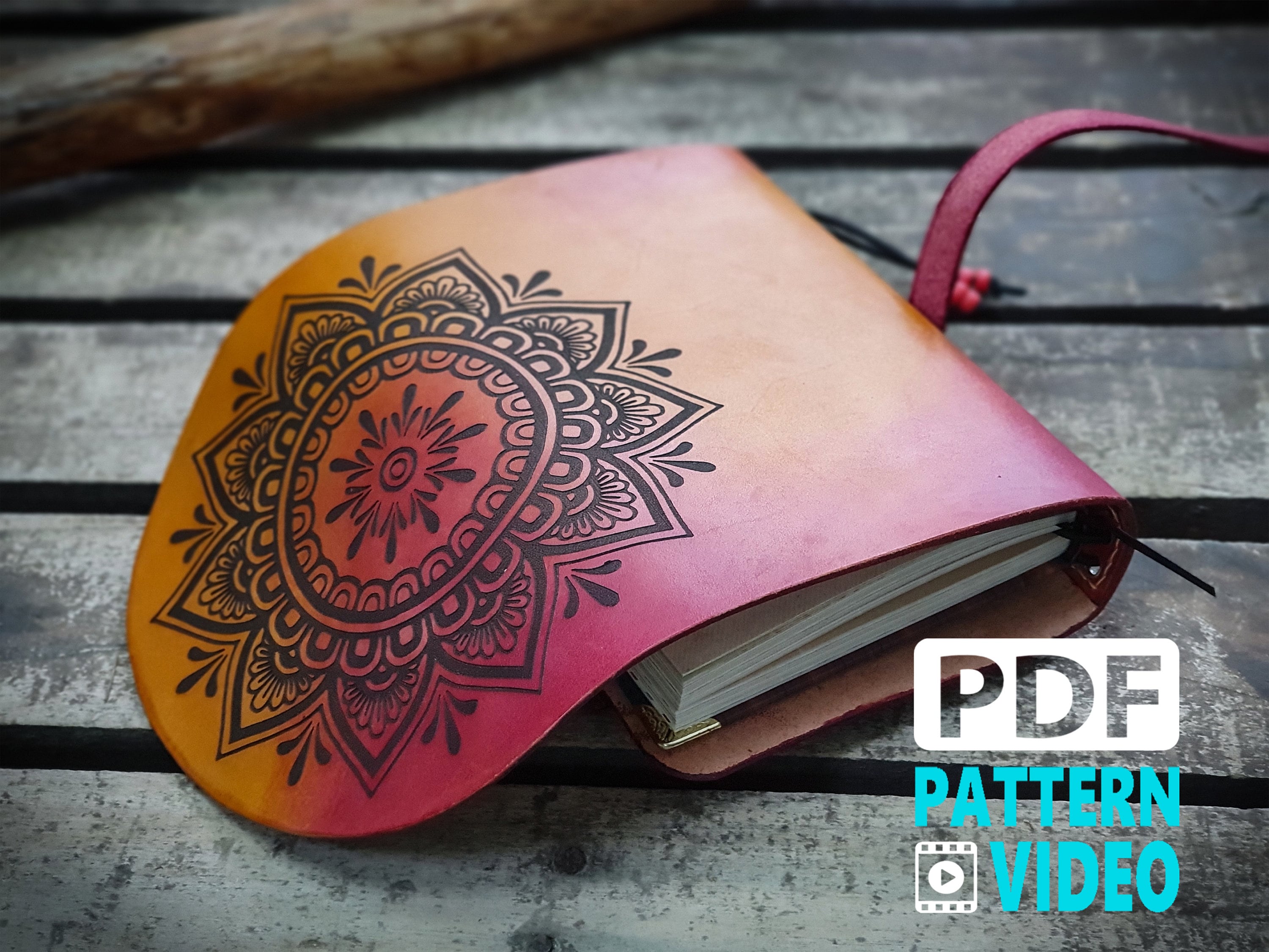 A6 Mandala Notebook Leather Cover PDF Leather Pattern | Etsy