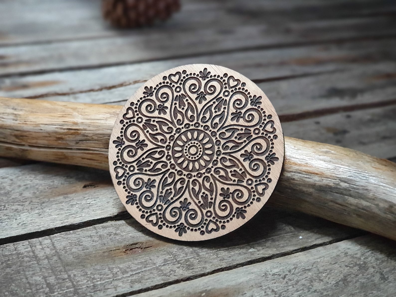 Round Wooden Stamp for Leather Crafting 85 Cm Diameter | Etsy