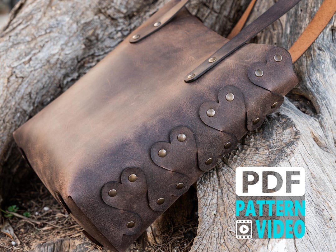 No Stitching Heart Tote Bag PATTERN | Shoulder Bag PDF Leather Pattern ...