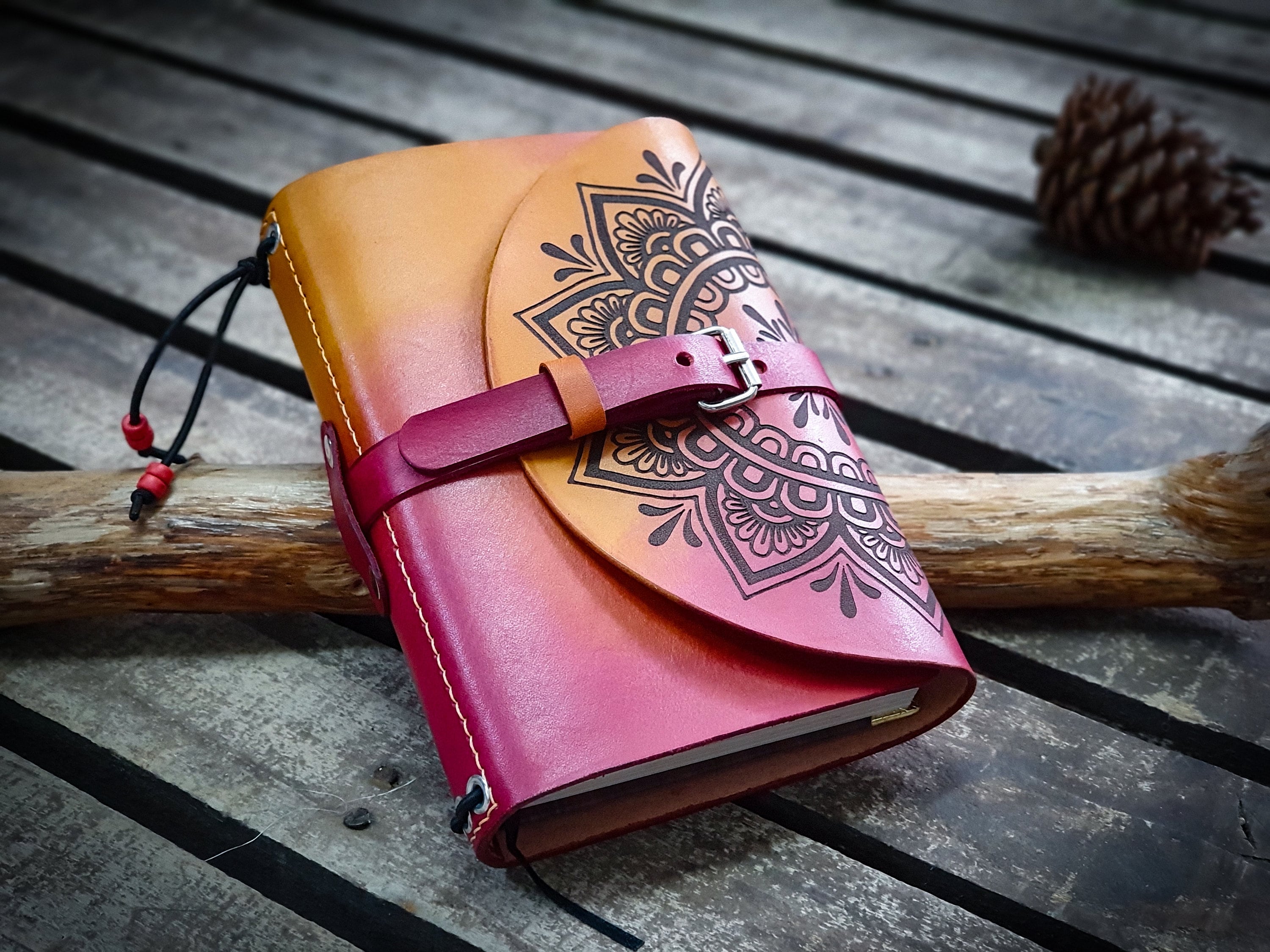 A6 Mandala Notebook Leather Cover PDF Leather Pattern | Etsy