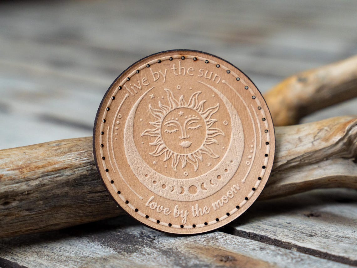 Leather Round Patch Celestial Sun and Moon | 7 Cm - Etsy