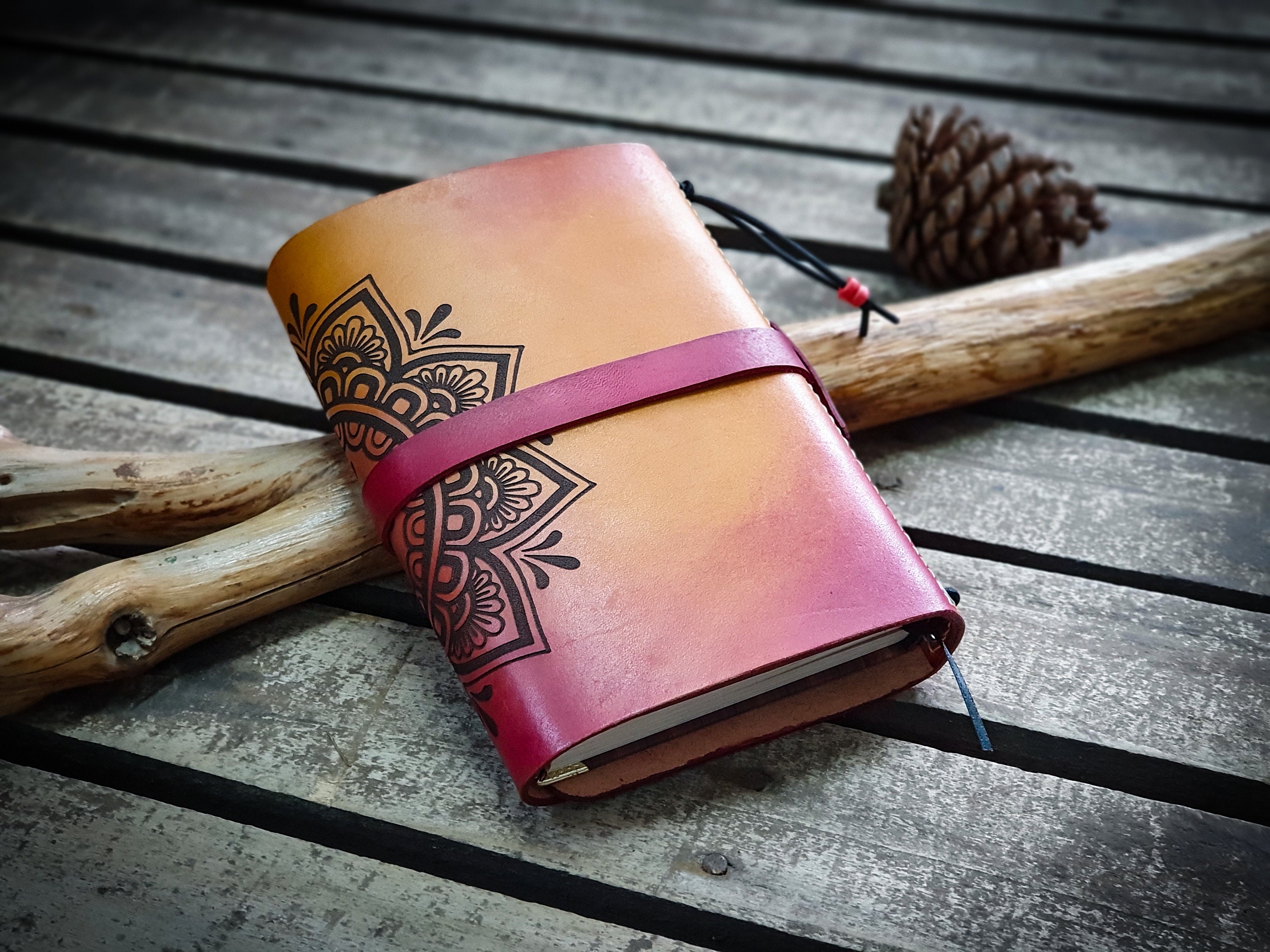 A6 Mandala Notebook Leather Cover PDF Leather Pattern | Etsy