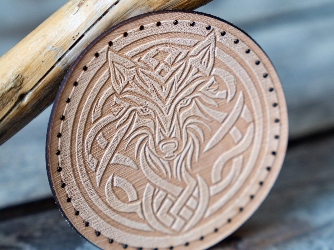 Leather Round Patch Celtic Wolf Mandala | 7,5 Cm - Etsy