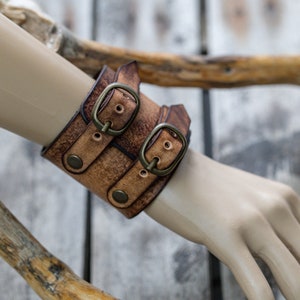 Leather Cuff Bracelet With Lotus Design | Handmade Leather Wrist Cuff ...