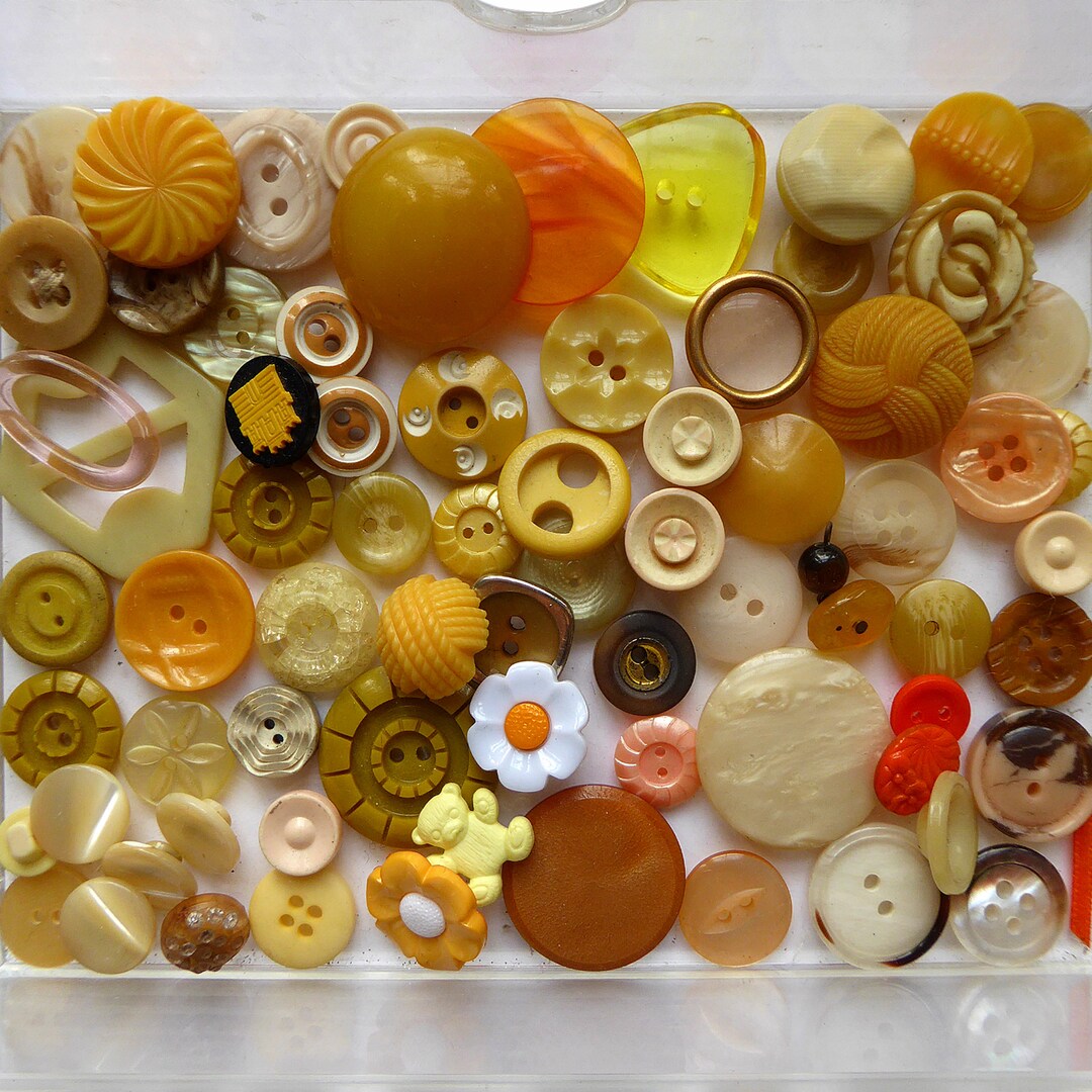 Yellow Vintage Button Collection - Etsy