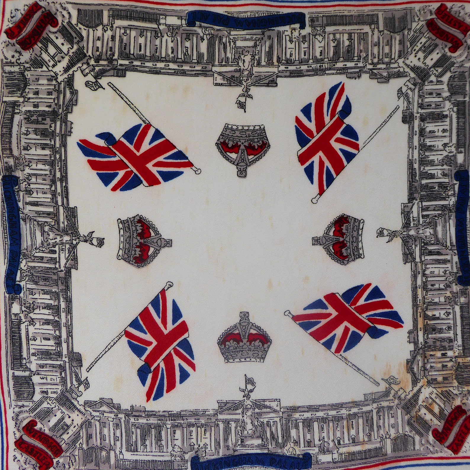 Four Flag Vintage Handkerchief - Original Fifties Souvenir Handkerchief ...