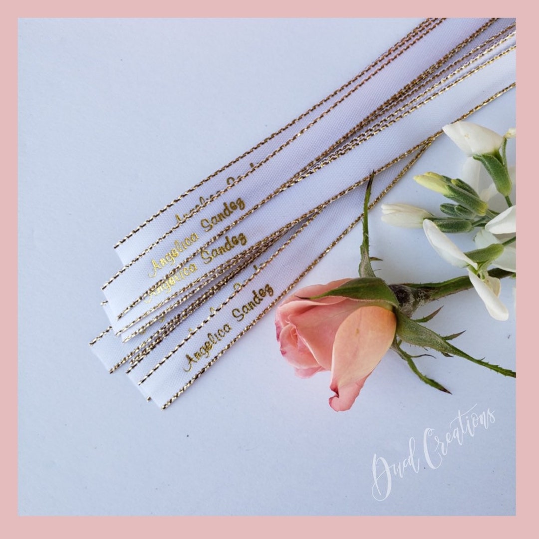 Personalized Gold Edge Ribbons: Baptism Favors, Set of 12 - Etsy