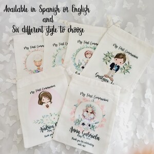 Personalized First Communion Favor Bags: White Muslin Pouch, Set of 12 ...