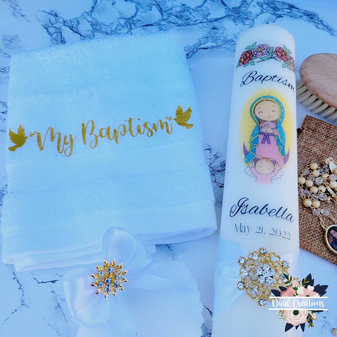 Baptism Personalized Handmade Candle Set Catholic Candle - Etsy