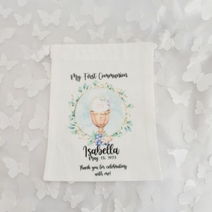 Set of 12 First Communion Party Favor Bag, Personalized White Muslin ...