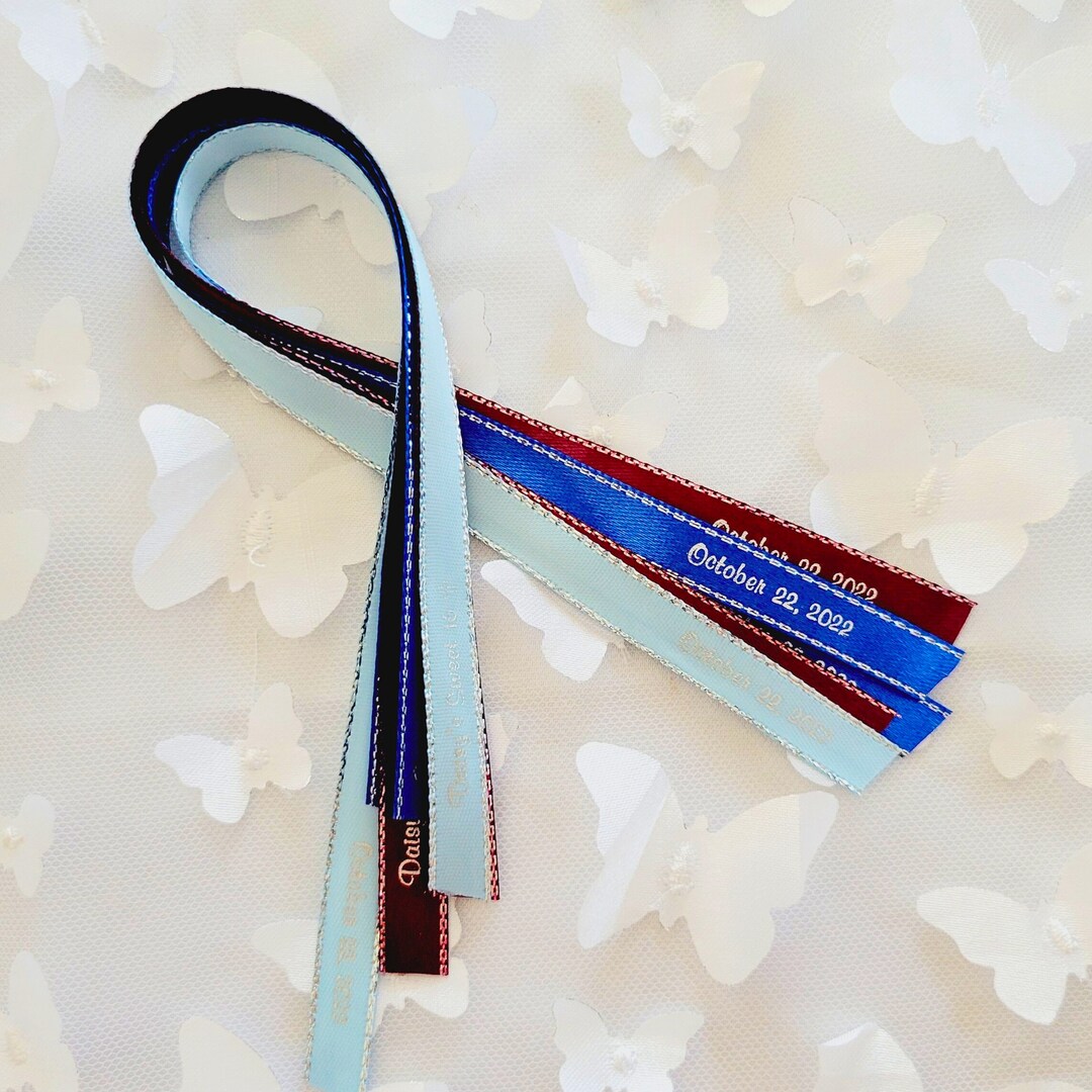 Personalized Silver Edge Favor Ribbons: Custom Imprinted Ribbon - Etsy