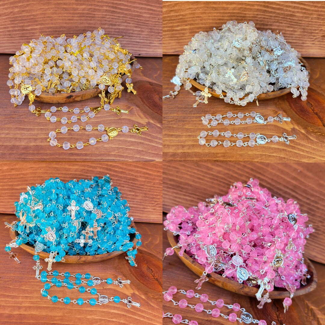 Mini Acrylic Rosaries by Bulk,baptism Party Favor Rosaries,misterios ...
