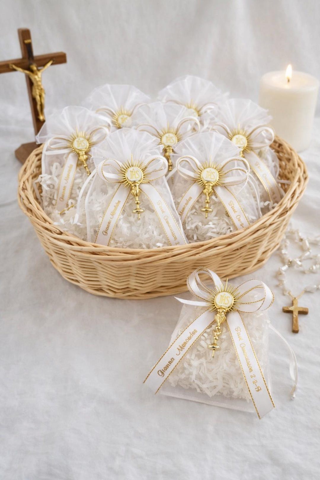 Personalized Favor Bag: Organza Pouch With Ribbon,first Communion ...