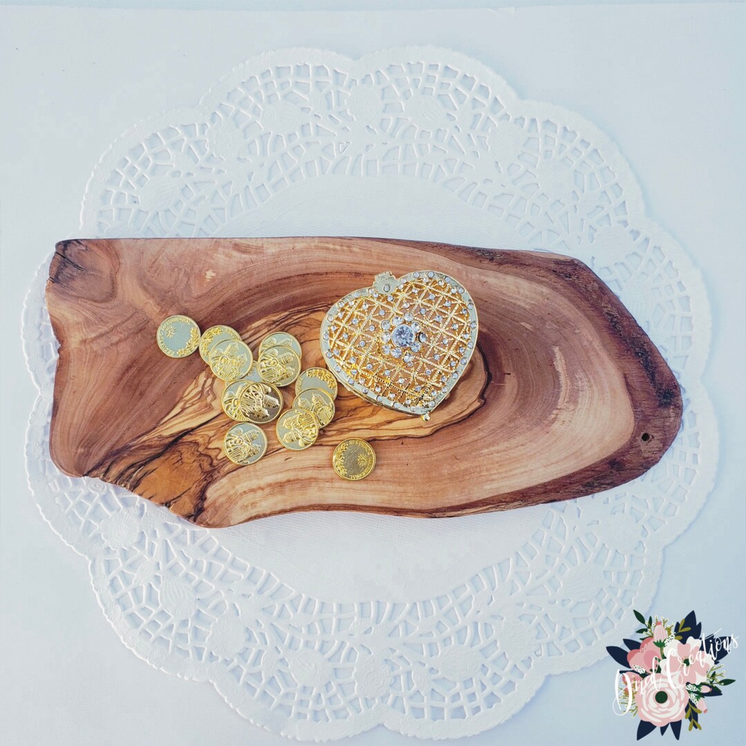 Gold Wedding Arras: Heart Coin Box With Rhinestones - Etsy