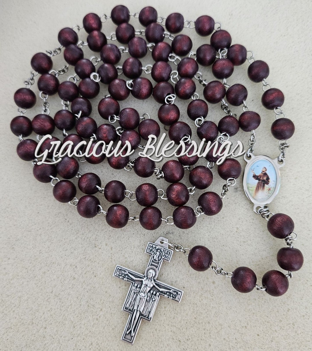 Saint Francis of Assisi, Franciscan Crown Rosary, Seven Decade - Dark ...